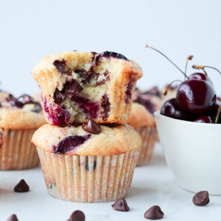 Chocolate Cherry Muffins - Knead Some Sweets